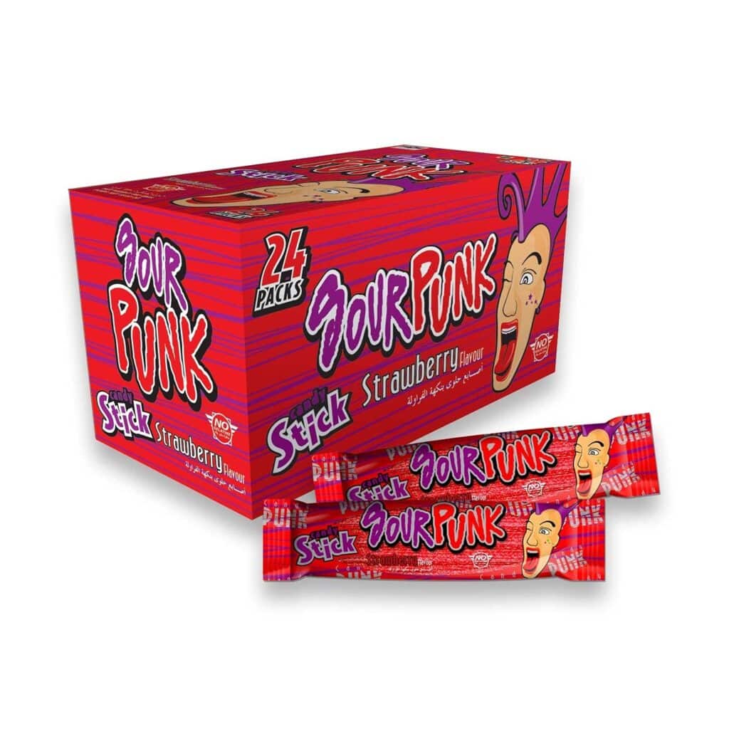 Sour Punk (Strawberry) Candy Sticks 40g - Eras Ventures